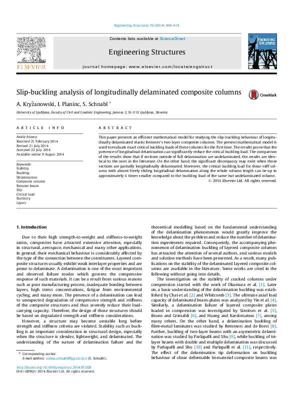 (PDF) Slip-buckling analysis of longitudinally delaminated composite columns