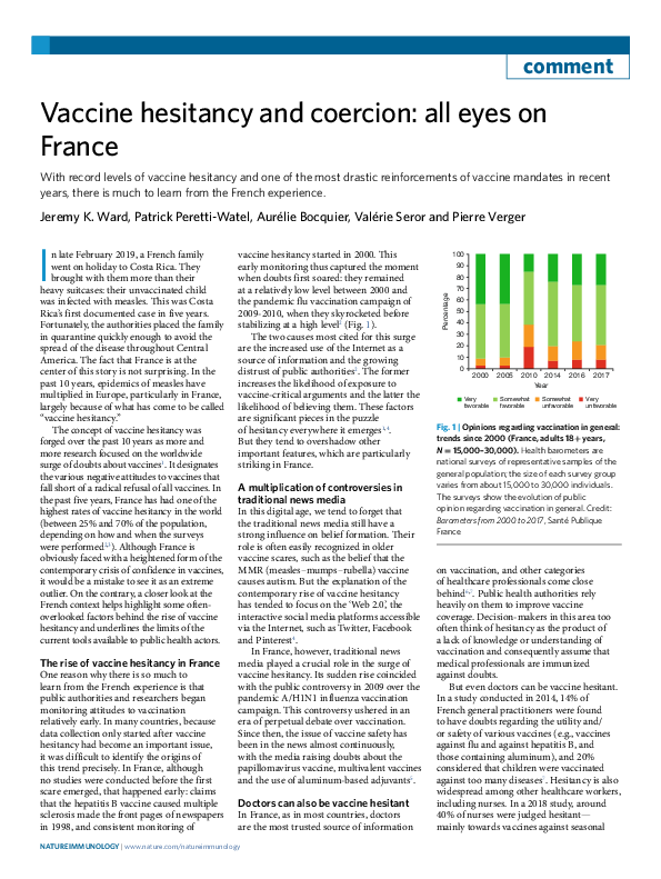 (PDF) Vaccine hesitancy and coercion: all eyes on France
