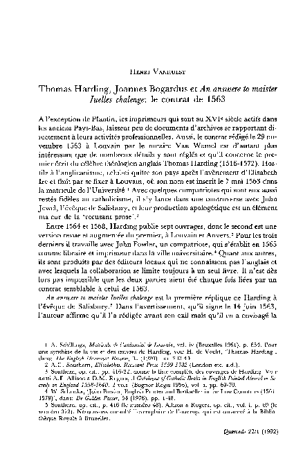 (PDF) Thomas Harding, Joannes Bogardus et An answere to maister Iuelles ...
