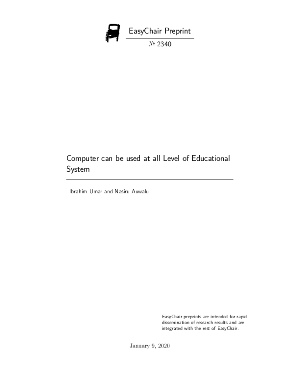 (PDF) Computer can be used at all Level of Educational System