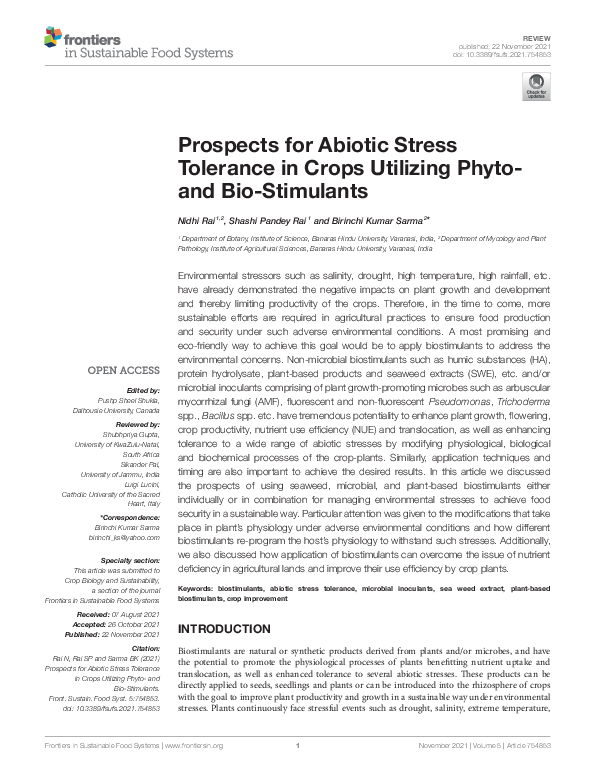 (PDF) Prospects for Abiotic Stress Tolerance in Crops Utilizing Phyto ...