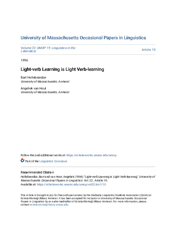 (PDF) Light-verb Learning is Light Verb-learning