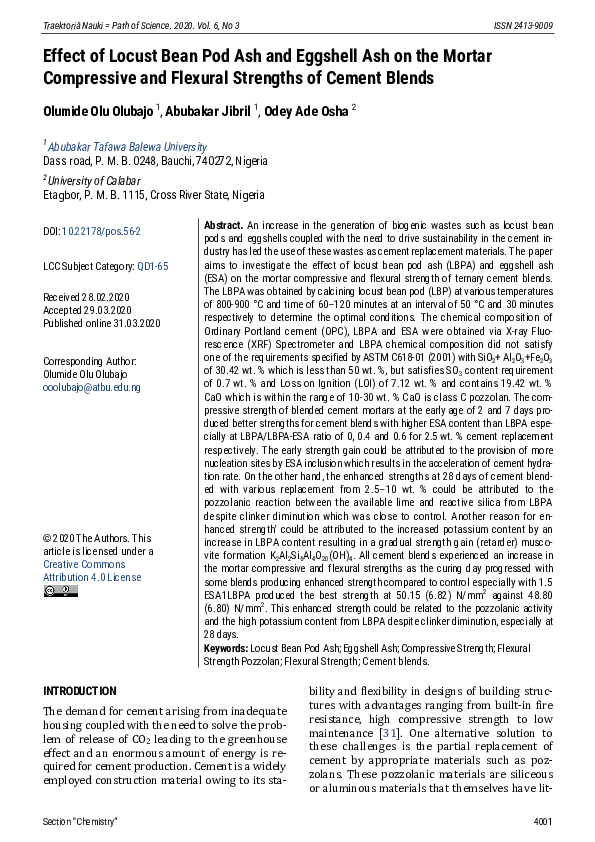 (PDF) Effect of Locust Bean Pod Ash and Eggshell Ash on the Mortar ...