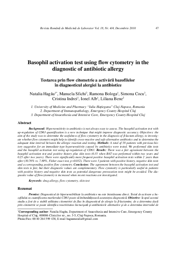 (PDF) Basophil activation test using flow cytometry in th e diagnostic ...