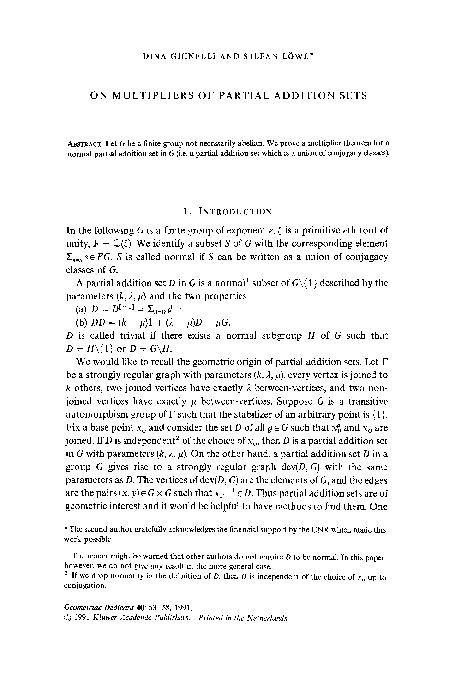 (PDF) On multipliers of partial addition sets