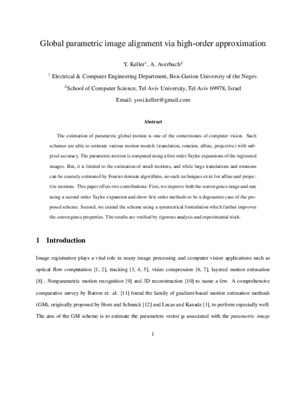 (PDF) Global parametric image alignment via high-order approximation