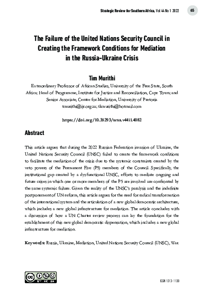 (PDF) The Failure of the United Nations Security Council in Creating ...