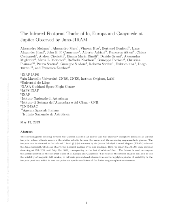 (PDF) The Infrared Footprint Tracks of Io, Europa and Ganymede at ...