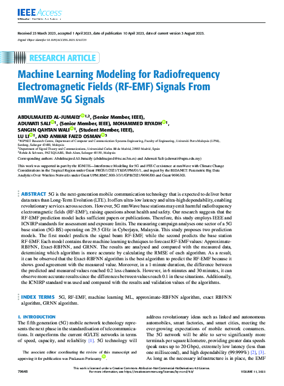 (PDF) Machine Learning Modeling for Radiofrequency Electromagnetic ...