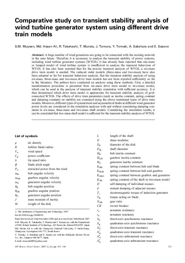 (PDF) Comparative study on transient stability analysis of wind turbine generator system using ...