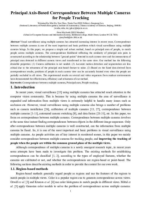 (PDF) Principal axis-based correspondence between multiple cameras for ...