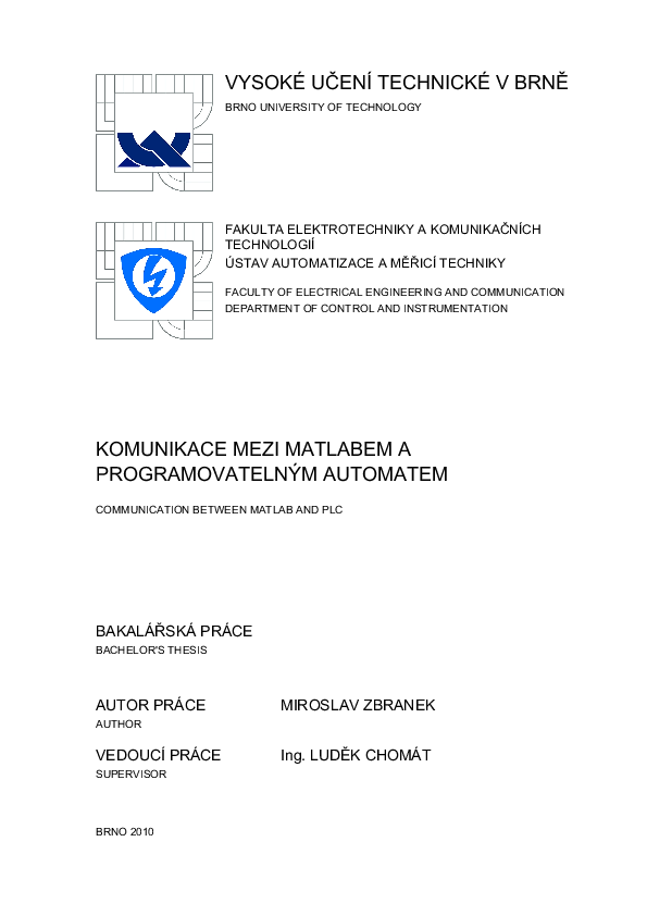 (PDF) Communication Between MATLAB and PLC