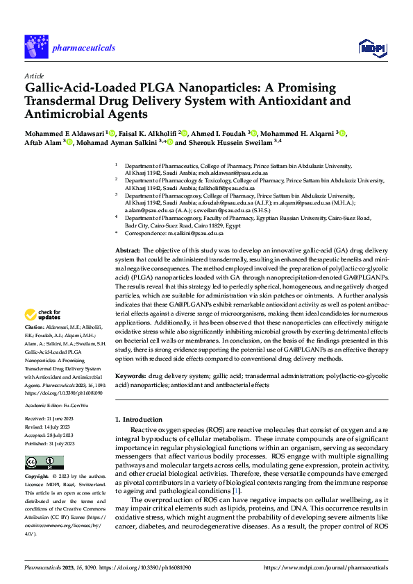 (PDF) Gallic-Acid-Loaded PLGA Nanoparticles: A Promising Transdermal ...