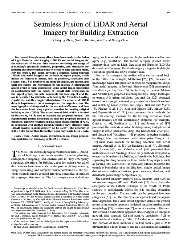 (PDF) Seamless Fusion of LiDAR and Aerial Imagery for Building Extraction