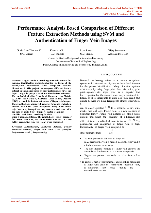 Pdf Performance Analysis Based Comparison Of Different Feature Extraction Methods Using Svm