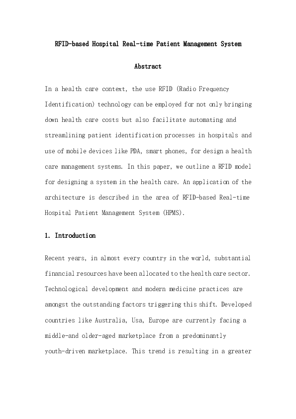 (PDF) NFC-based Hospital Real-time Patient Management System