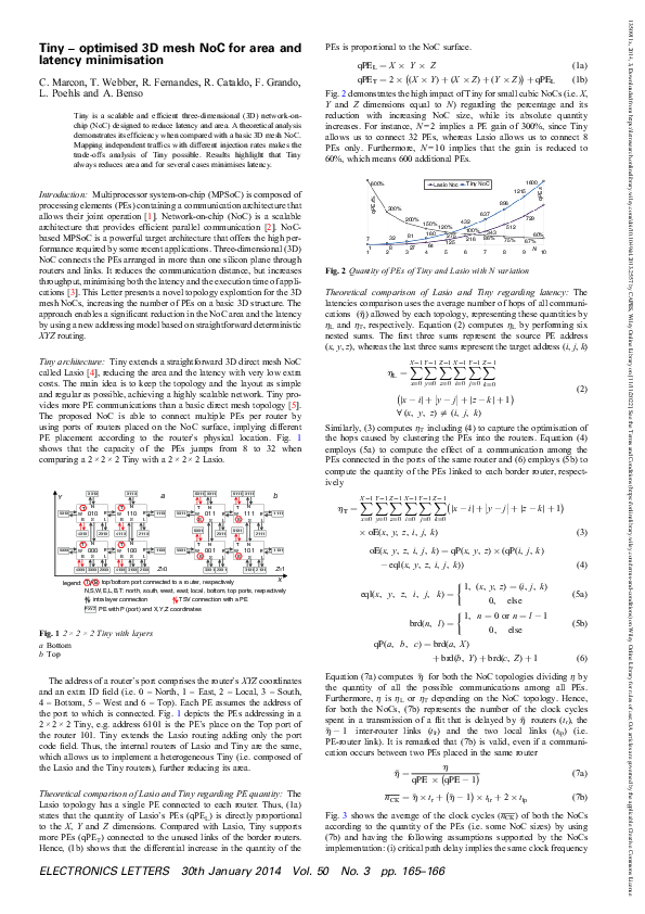 (PDF) Tiny – optimised 3D mesh NoC for area and latency minimisation