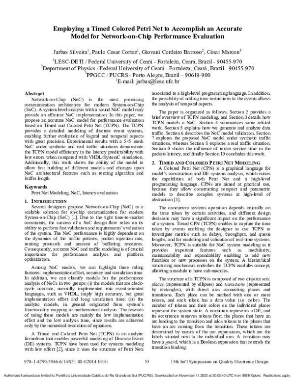 (PDF) Employing a Timed Colored Petri Net to accomplish an accurate model for Network-on-Chip ...