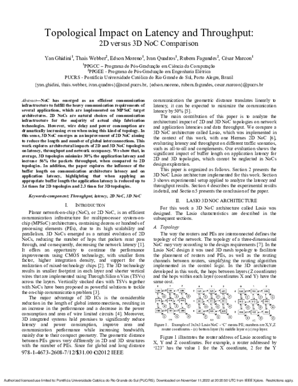 (PDF) Topological impact on latency and throughput: 2D versus 3D NoC comparison