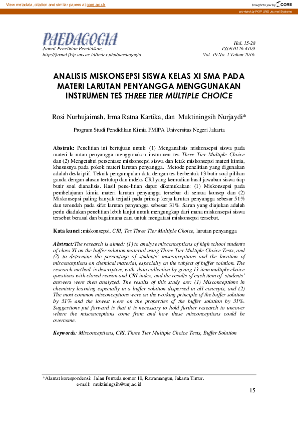 (PDF) Analisis Miskonsepsi Siswa Kelas XI Sma Pada Materi Larutan ...
