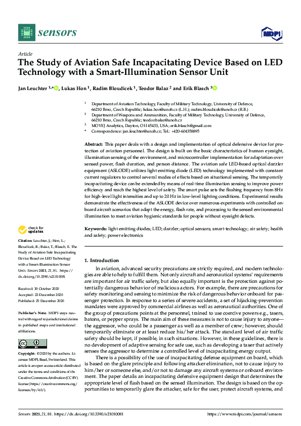 (PDF) The Study of Aviation Safe Incapacitating Device Based on LED ...