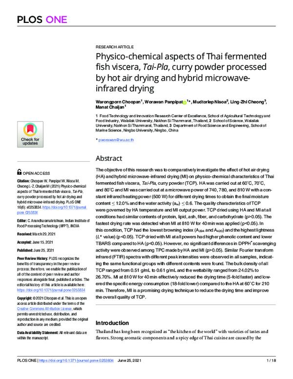 (PDF) Physico-chemical aspects of Thai fermented fish viscera, Tai-Pla ...