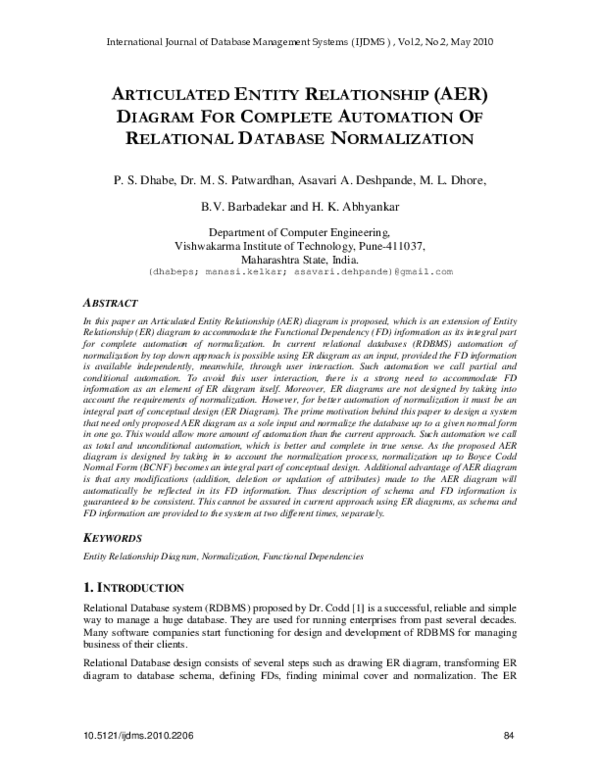 (PDF) Articulated Entity Relationship (Aer) Diagram for Complete Automation of Relational ...