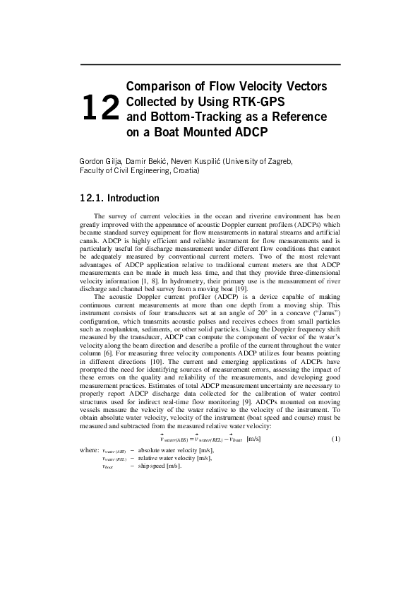 (PDF) Comparison of flow velocity vectors collected by using RTK-GPS and bottom-tracking as a ...