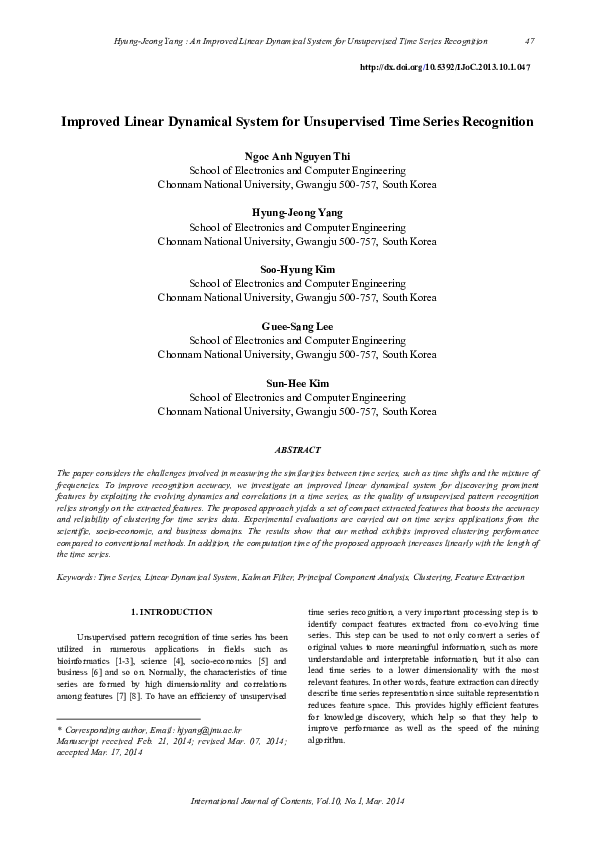 (PDF) Improved Linear Dynamical System for Unsupervised Time Series Recognition