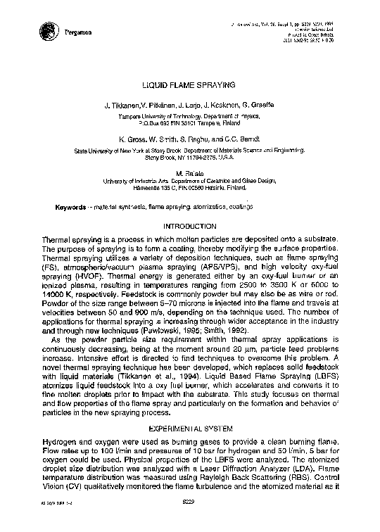 (PDF) Liquid flame spraying