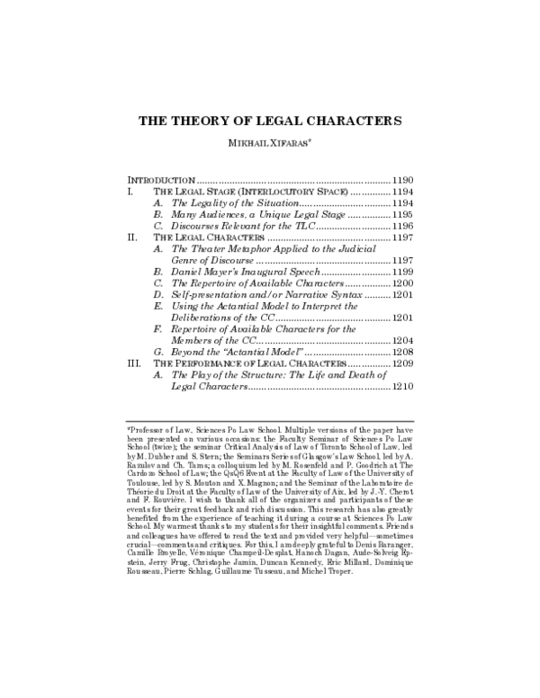 (PDF) THE THEORY OF LEGAL CHARACTERS