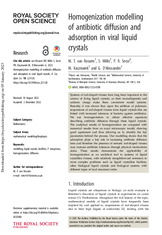 (PDF) Homogenization modelling of antibiotic diffusion and adsorption in viral liquid crystals