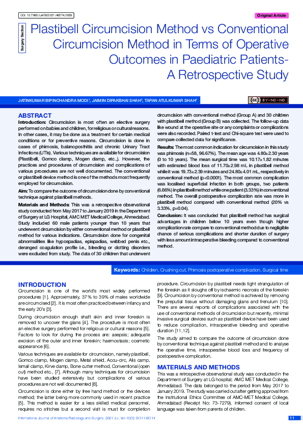 (PDF) Plastibell Circumcision Method vs Conventional Circumcision ...