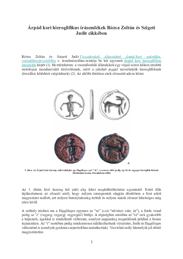 (PDF) Árpád kori hieroglifikus írásemlékek Rózsa Zoltán és Szigeti ...