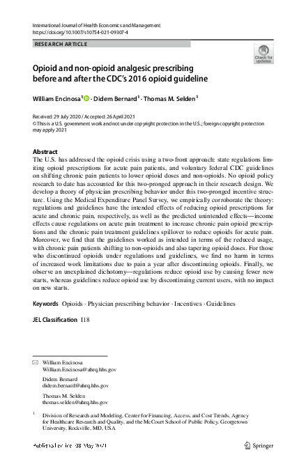 (PDF) Opioid and non-opioid analgesic prescribing before and after the ...