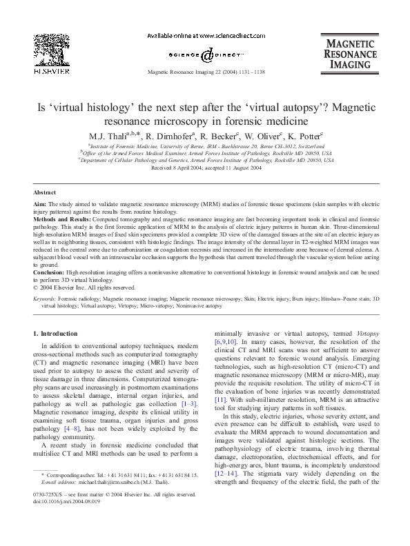 (PDF) Is ‘virtual histology’ the next step after the ‘virtual autopsy ...
