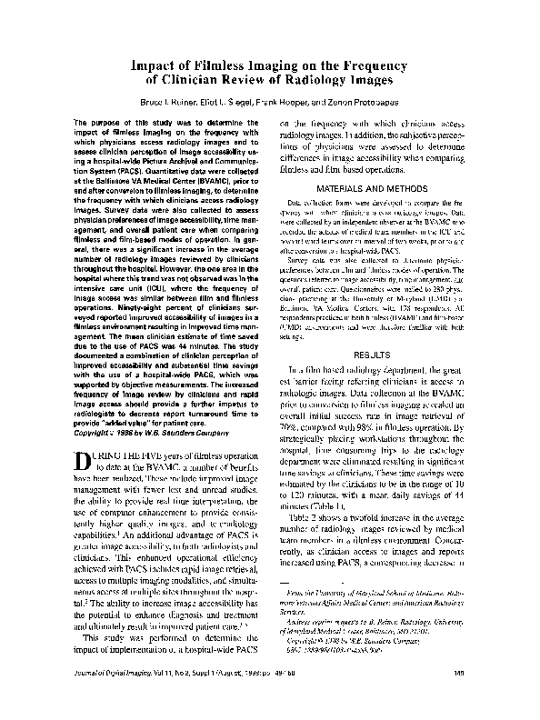 (PDF) Impact of filmless imaging on the frequency of clinician review ...
