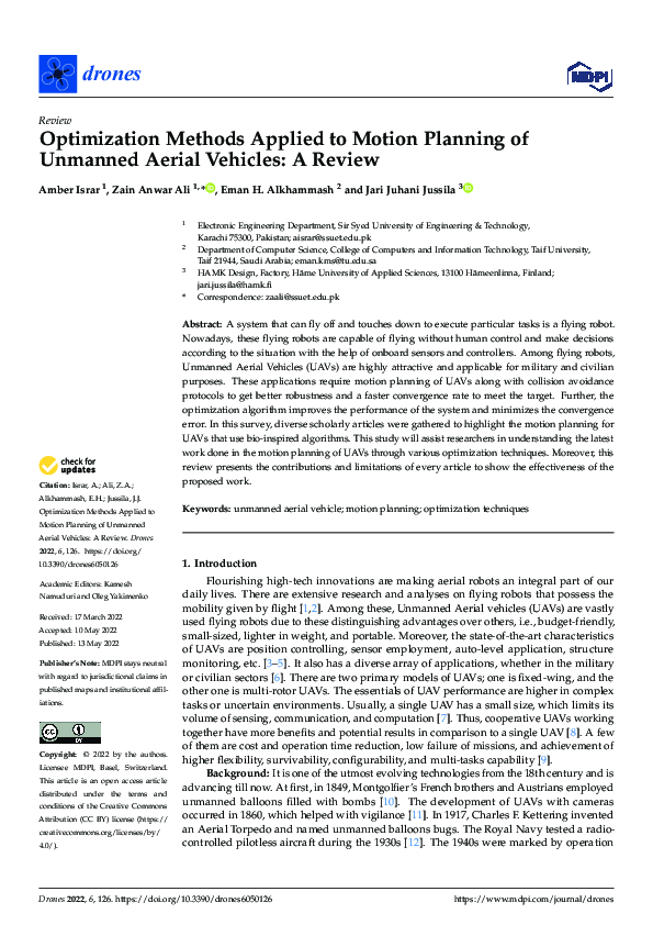(PDF) Optimization Methods Applied to Motion Planning of Unmanned ...
