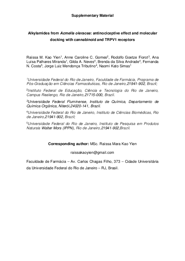 (PDF) Alkylamides from Acmella oleracea: antinociceptive effect and ...