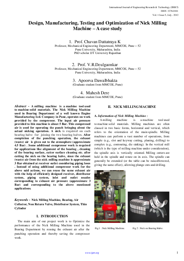 (PDF) Design, Manufacturing, Testing and Optimization of Nick Milling ...