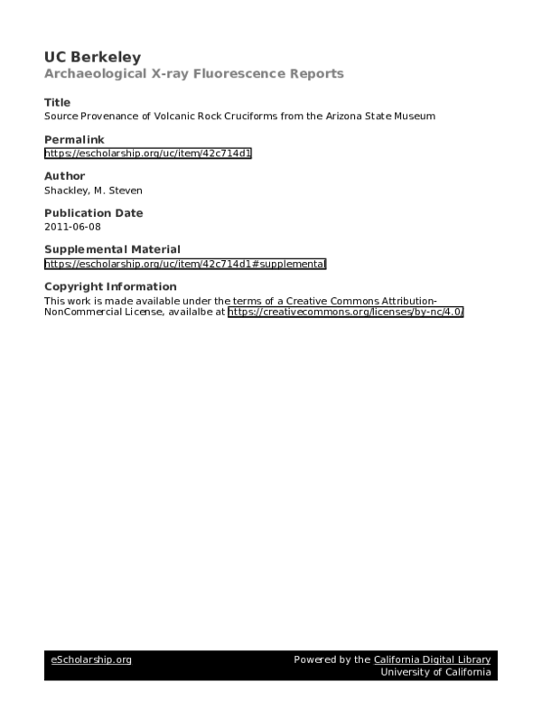 (PDF) Source Provenance of Volcanic Rock Cruciforms from the Arizona ...
