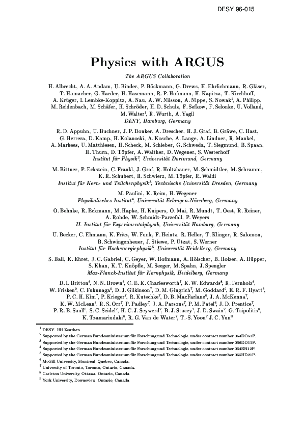 (PDF) Physics with ARGUS