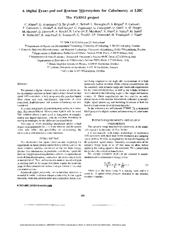 (PDF) A digital front-end readout microsystem for calorimetry at LHC ...