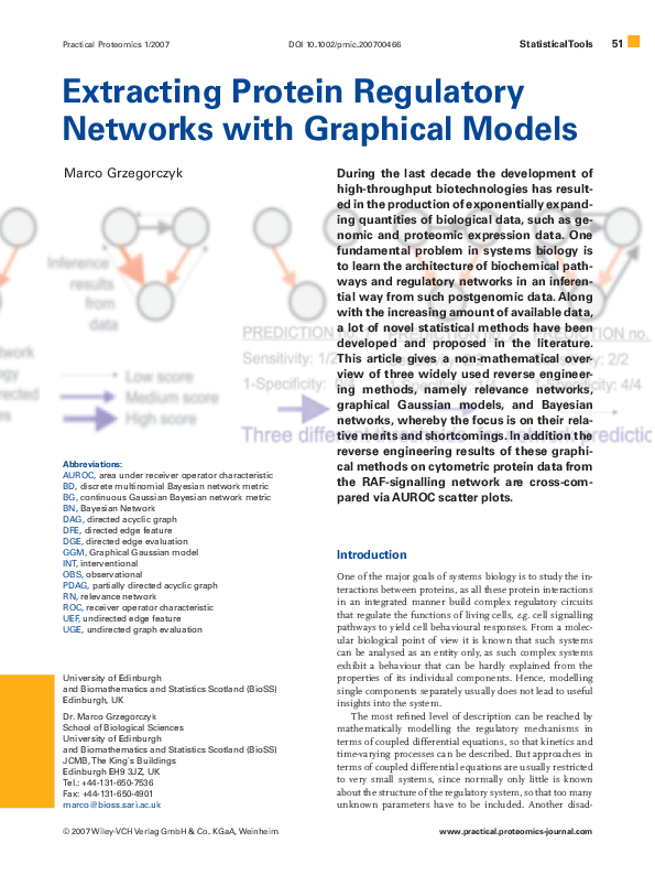 (PDF) Extracting Protein Regulatory Networks with Graphical Models