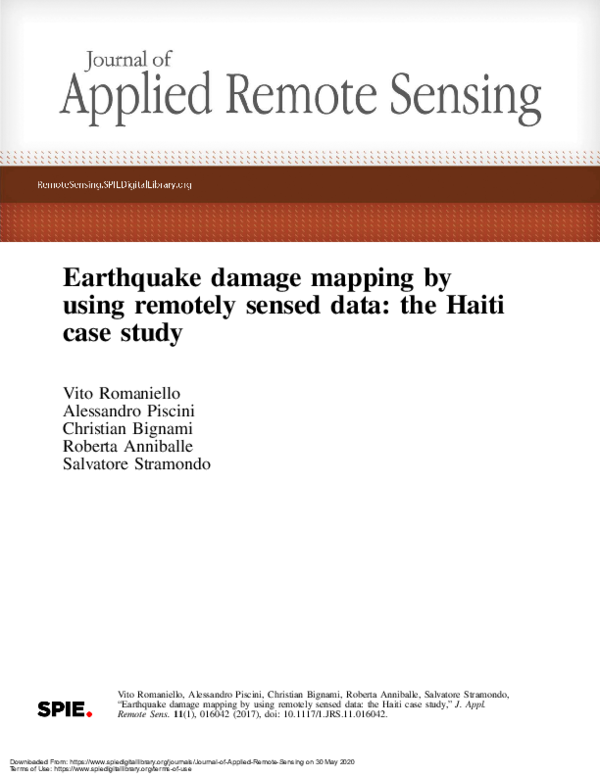 (PDF) Earthquake damage mapping by using remotely sensed data: the Haiti case study