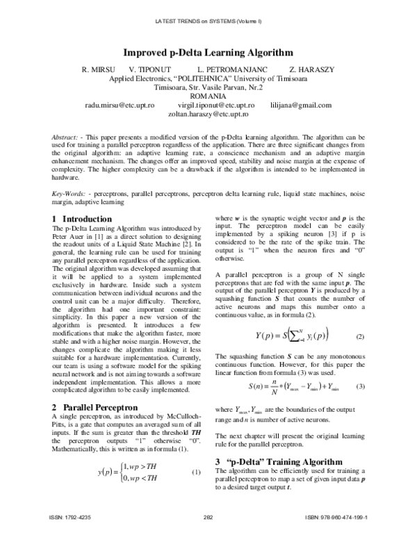 (PDF) Improved p-delta learning algorithm | Radu Mirsu - Academia.edu