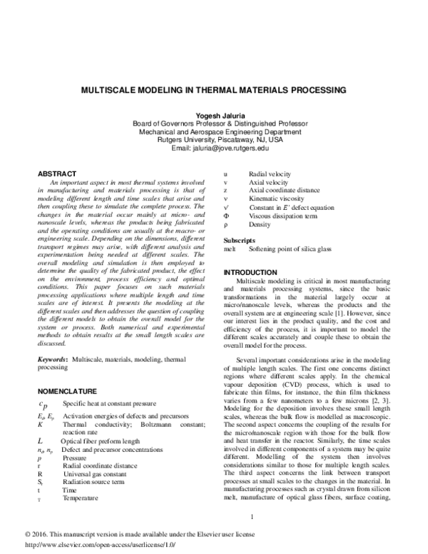 (PDF) Multiscale modeling in thermal materials processing
