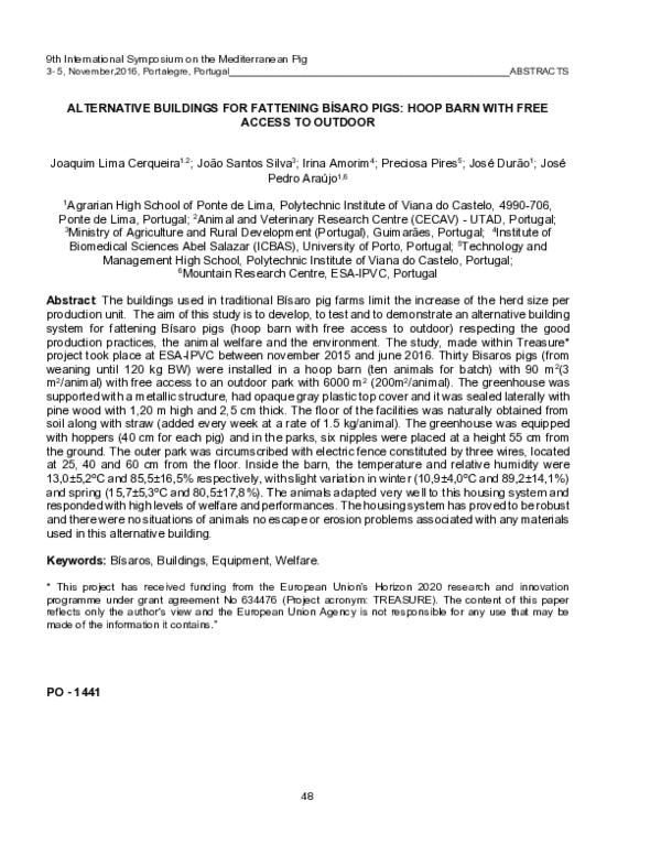 (PDF) Alternative Buildings For Fattening Bísaro Pigs: Hoop Barn With ...