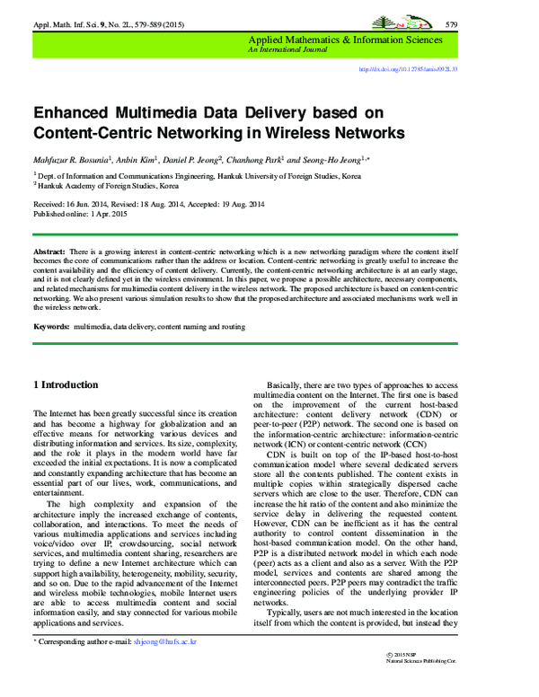 (PDF) Enhanced Multimedia Data Delivery based on Content-Centric Networking in Wireless Networks
