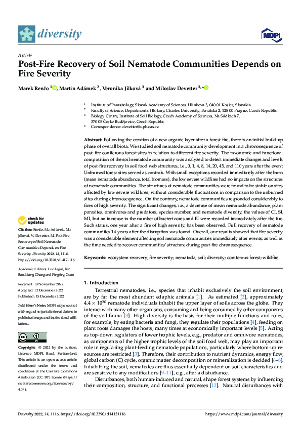 (PDF) Post-Fire Recovery of Soil Nematode Communities Depends on Fire ...